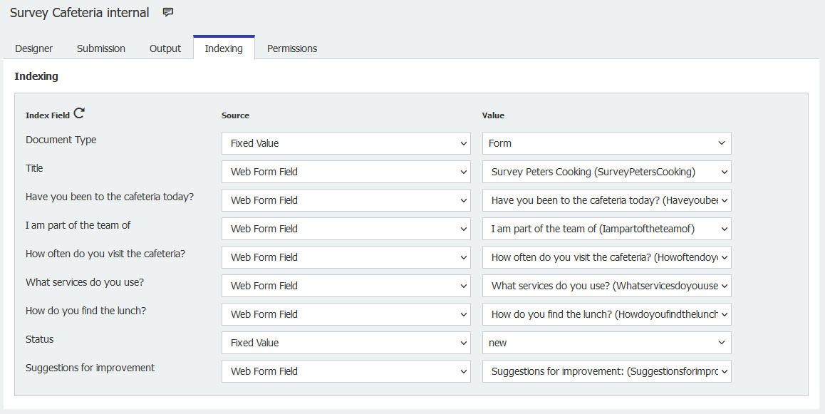 Online surveys using DocuWare forms: Options for analyzing responses